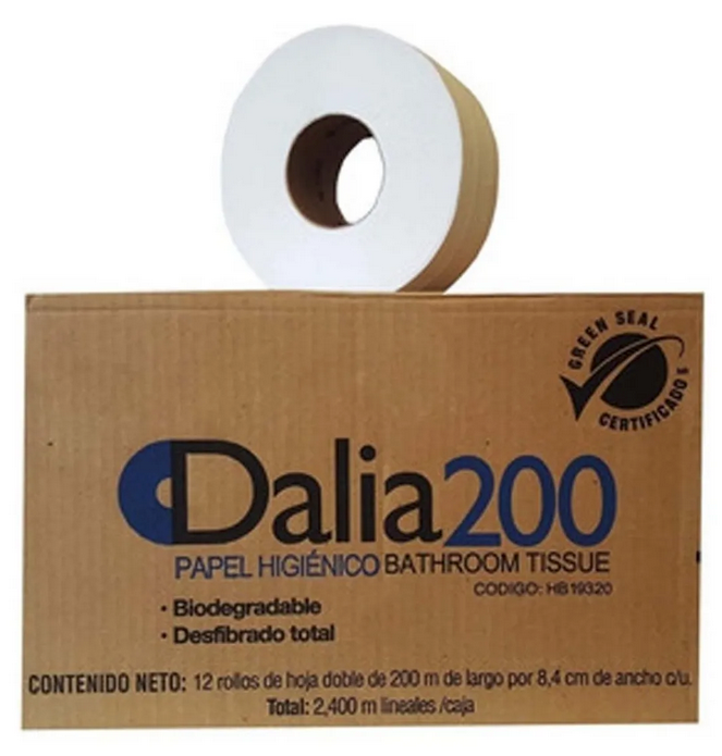 Papel Higiénico Jumbo Dalia Hd 200 Mts 12 Rollos Milano Industrial
